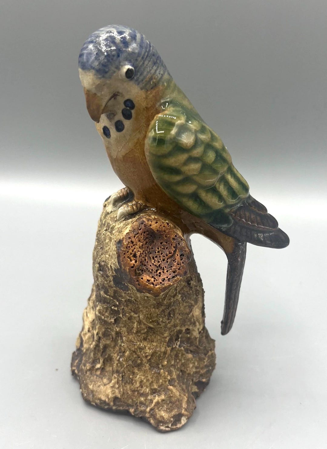 Glazed Pottery Parakeet Budgie Figurine Made in Japan - Etsy