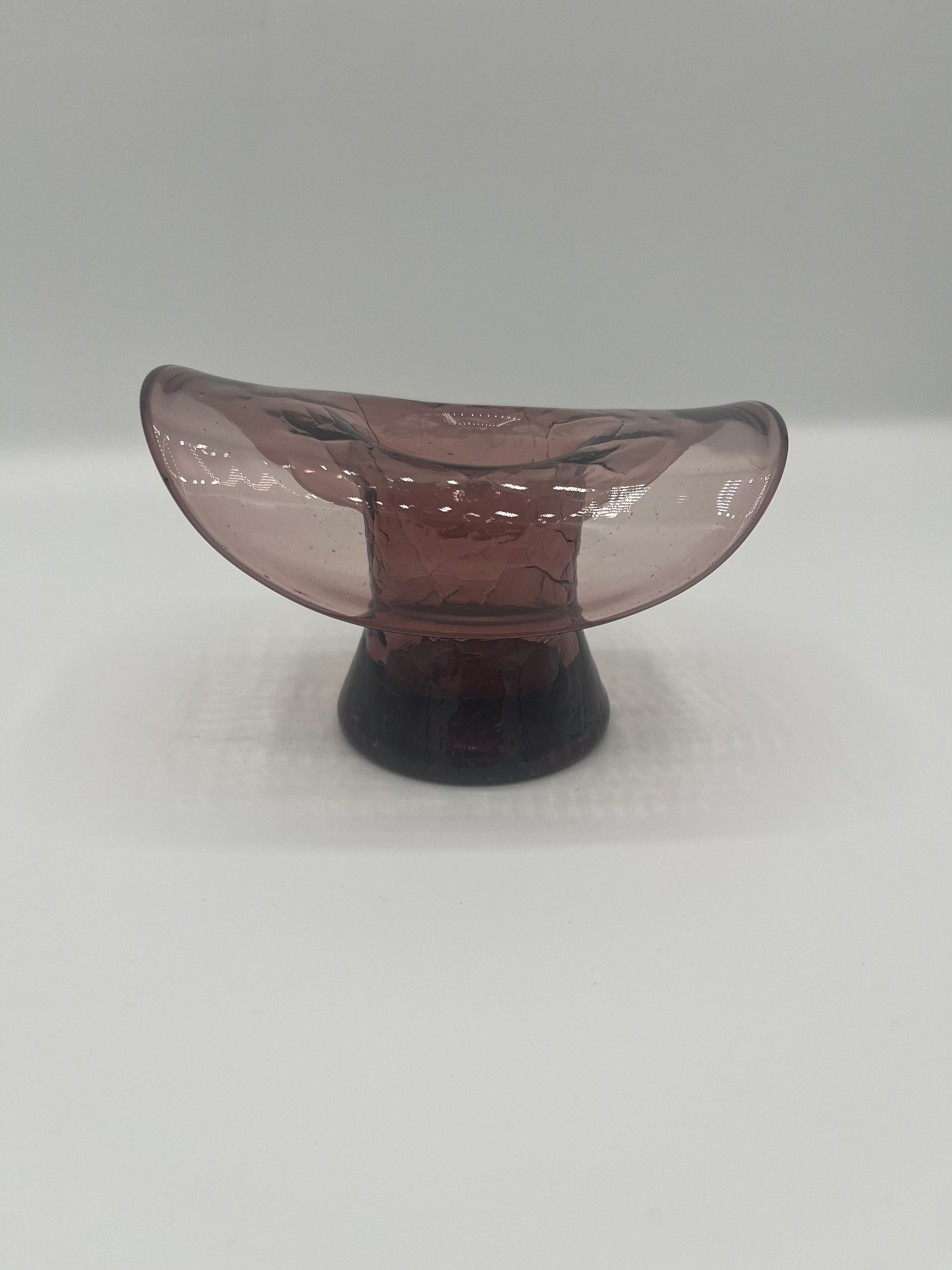 Blenko Crackle Glass Amethyst Top Hat Vase - Etsy