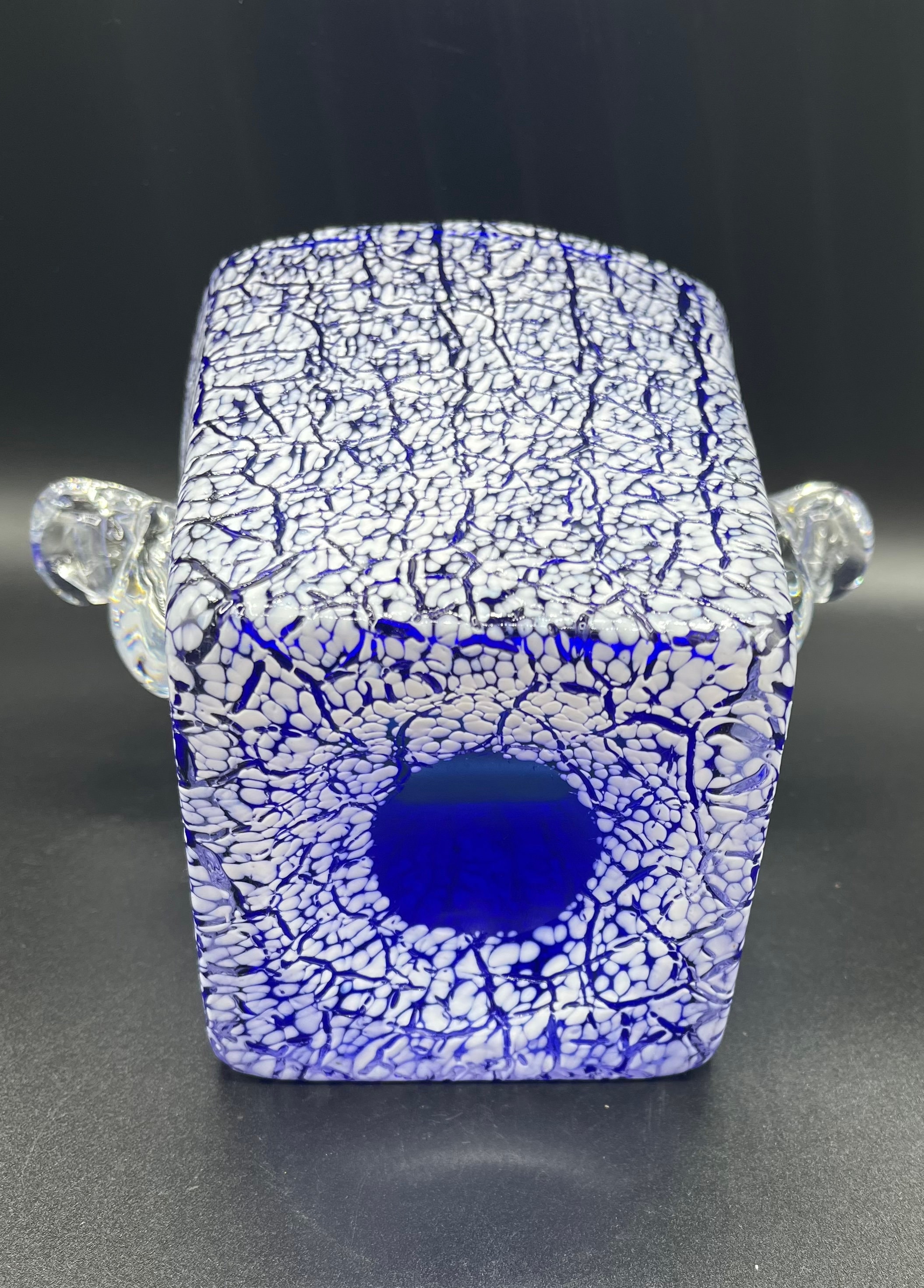 Crackle Design Hand Blown Cobalt Blue Ice Bucket - Etsy