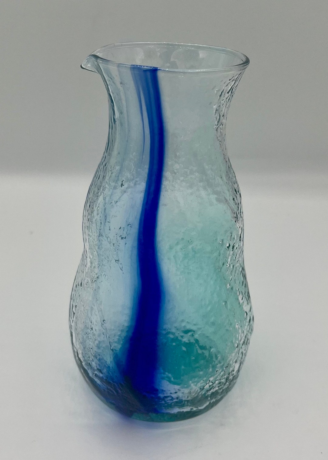 Small Textured Blue Glass Pitcher - Etsy