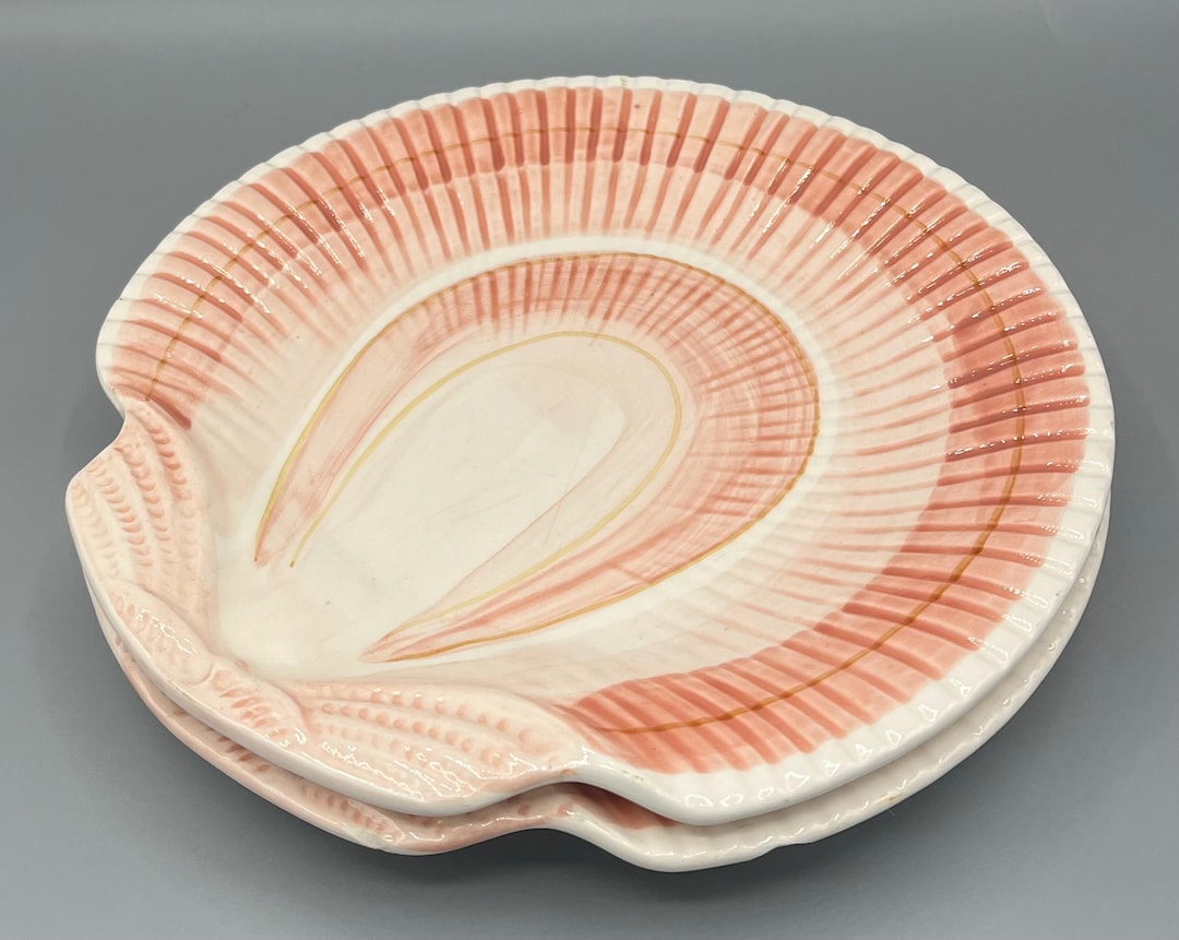 Pair of Fitz and Floyd Shell Plates Coquille Pattern Vintage Pink and ...