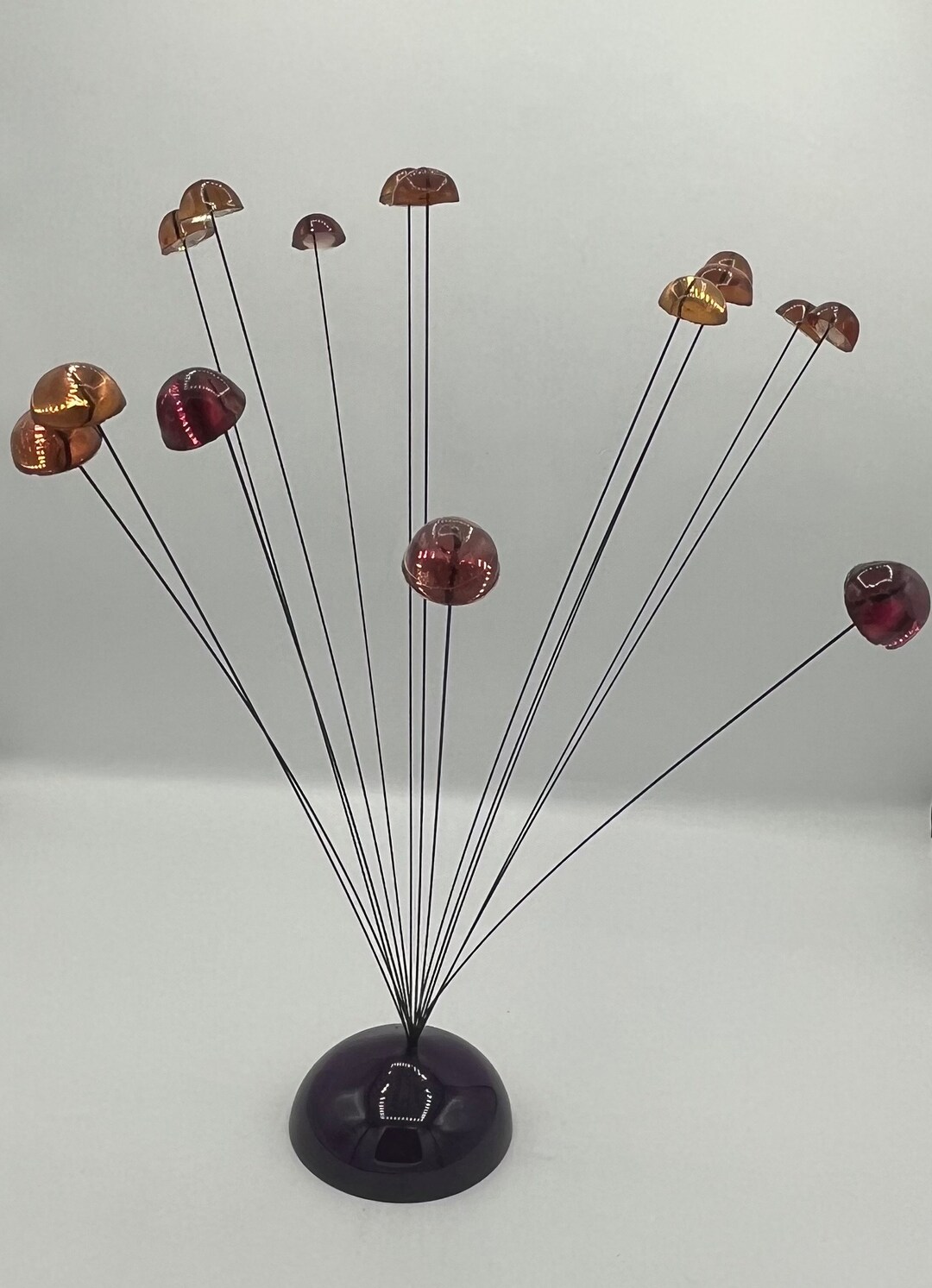 Atomic Lucite Acrylic and Wire Kinetic Sculpture in Purple Orange Amber ...