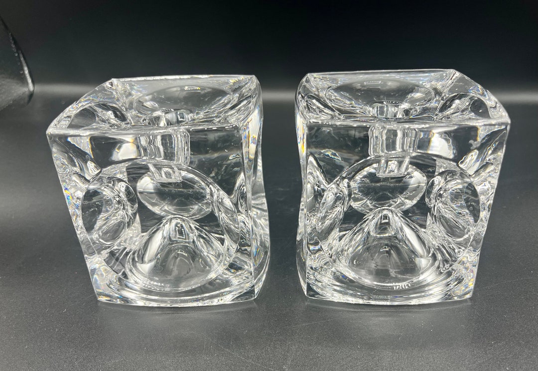 Cube Glass Candlestick Taper Holders - Etsy