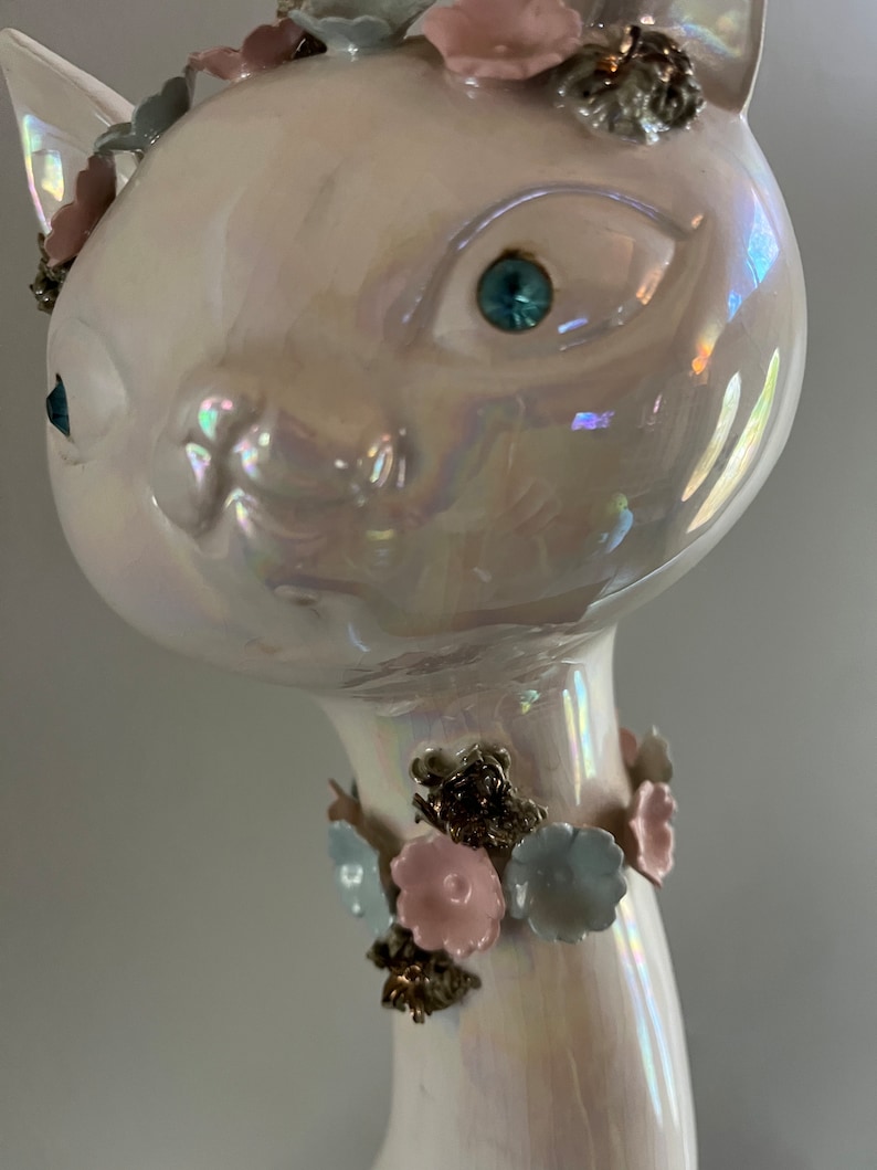 Gorgeous RARE Large 18 Lefton Iridescent Cat Figurine - Etsy