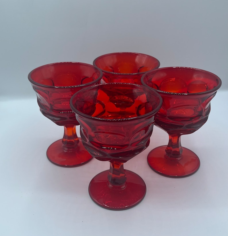 Set of Four Fostoria Argus Ruby Red Glasses - Etsy