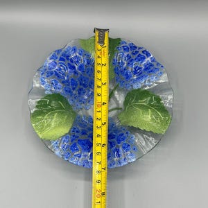 Sydenstricker Fused Glass Blue Hydrangeas Ruffle Bowl Floral Pattern - Etsy
