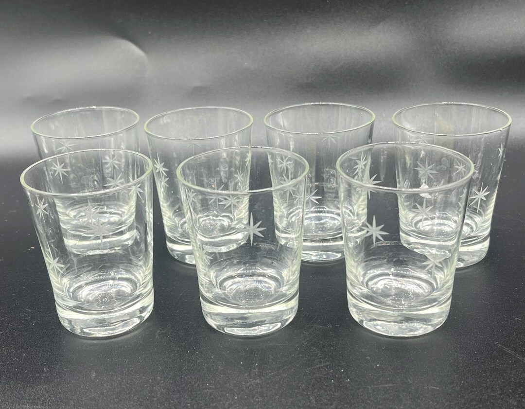 Set of 7 Etched Starburst Atomic Shot Glasses - Etsy