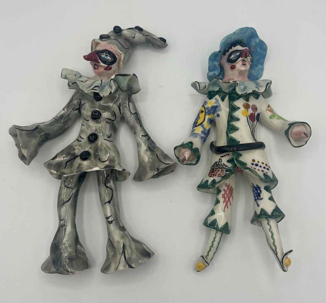 Pair of Italian Jester Sculptures From Venice Venezia Ceramic Ceramica ...
