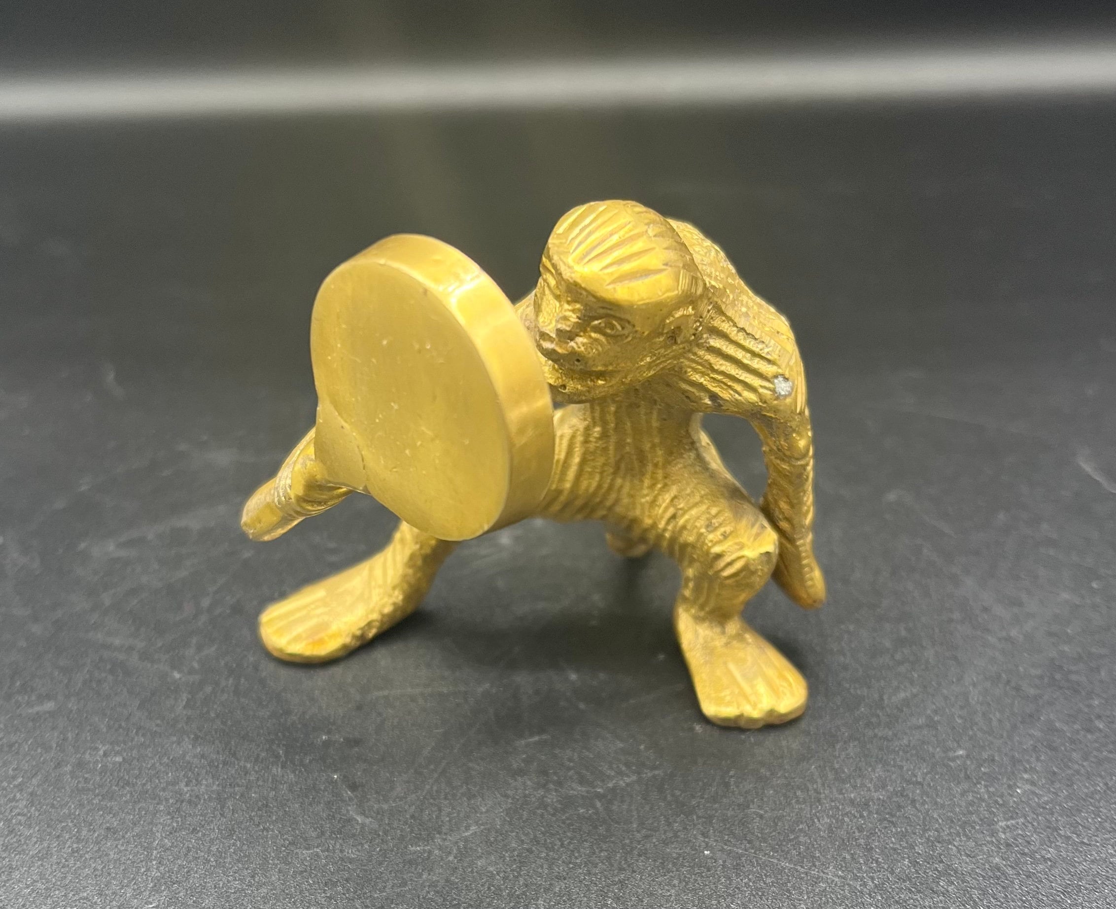Vintage Brass Monkey Figurine With Mirror - Etsy