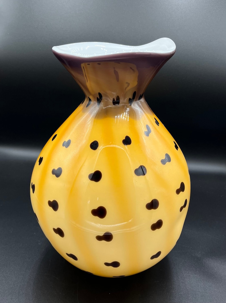 Hand Blown Viz Glass Art Glass Vase Gold and Purple - Etsy