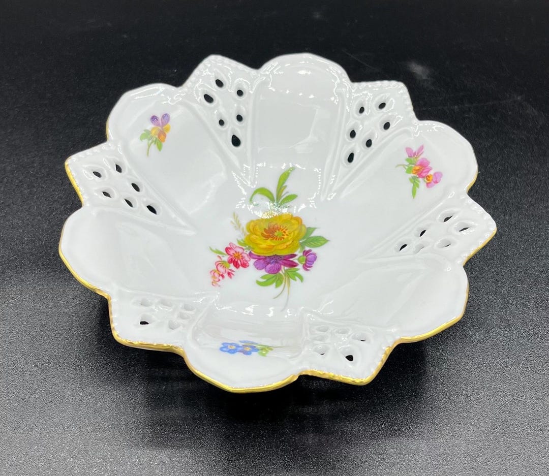Vintage Weimar Floral Reticulated Porcelain Dish Bowl Germany - Etsy