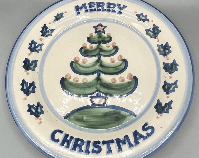 M. A. Hadley Pottery Merry Christmas Platter 13”, Hand Painted, Holiday ...