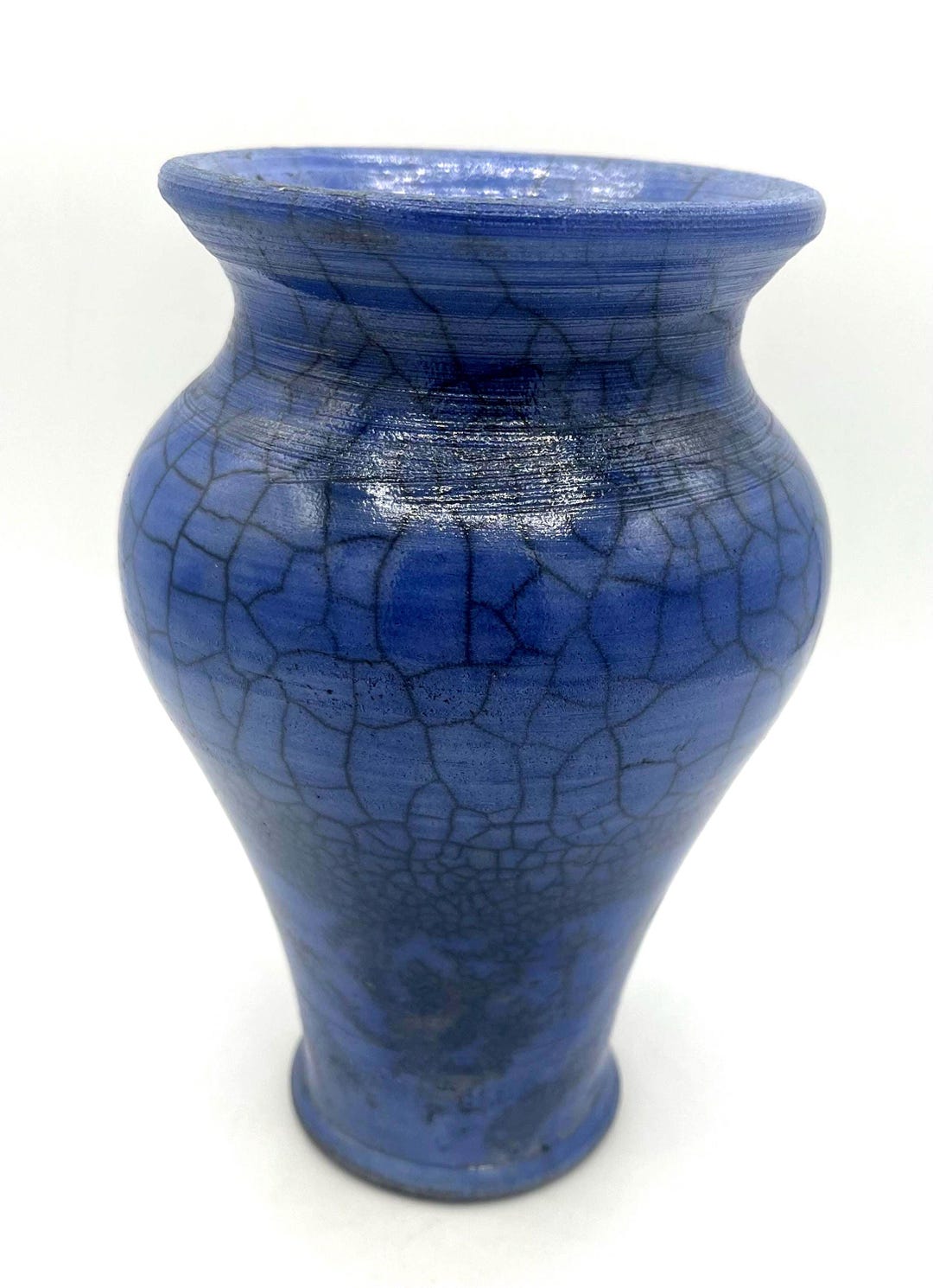 Nathan Bray Raku Blue Crackle Pottery Vase, Signed, Vintage, Studio ...