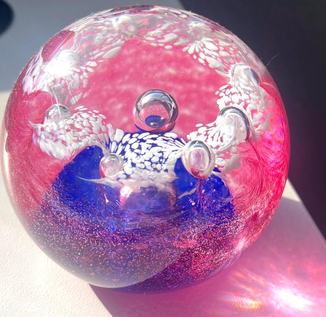 Vintage Caithness Glass Paperweight Blue Splash Marked and Numbered - Etsy