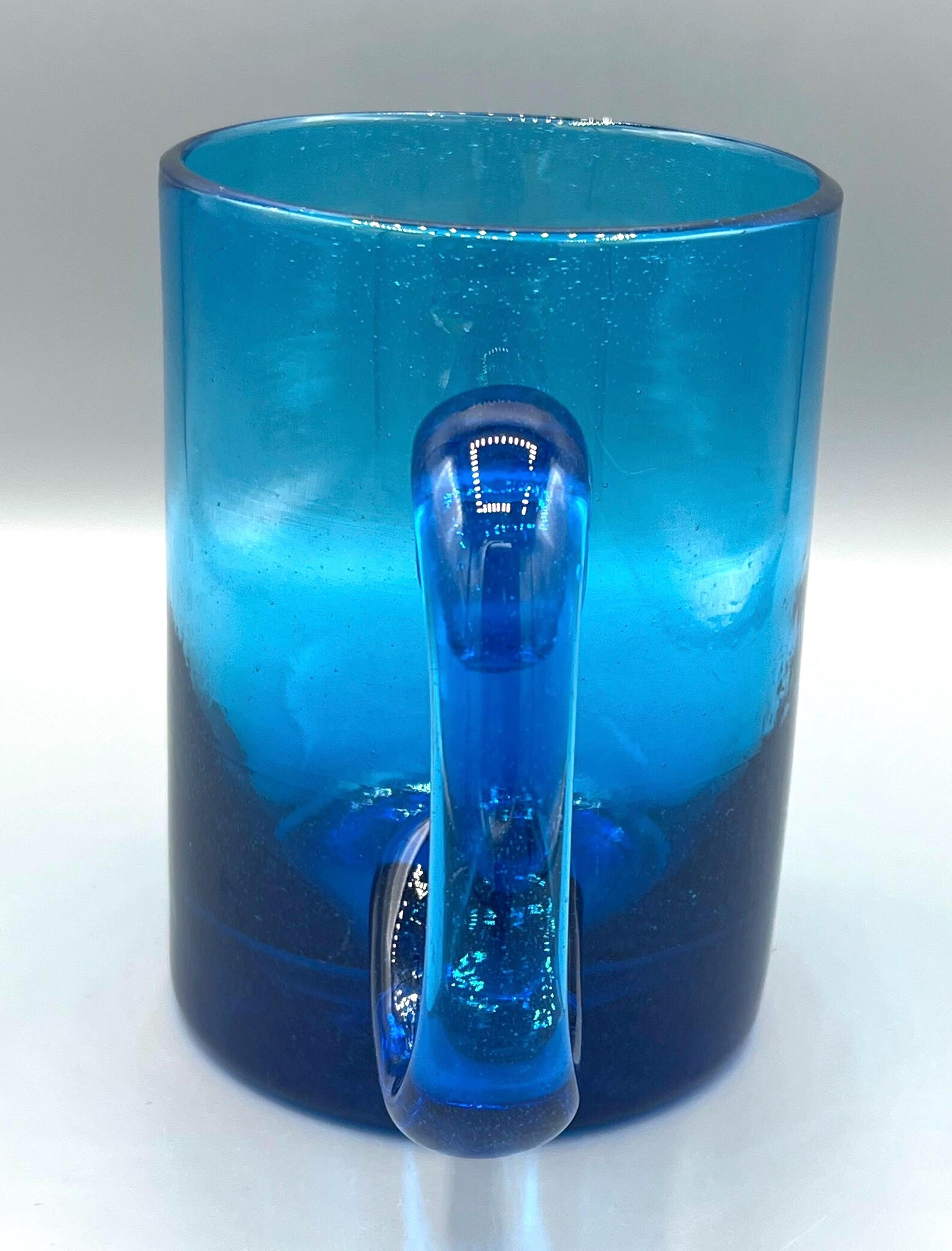 Large Blue Blown Glass Mug With Applied Handle Turquoise - Etsy