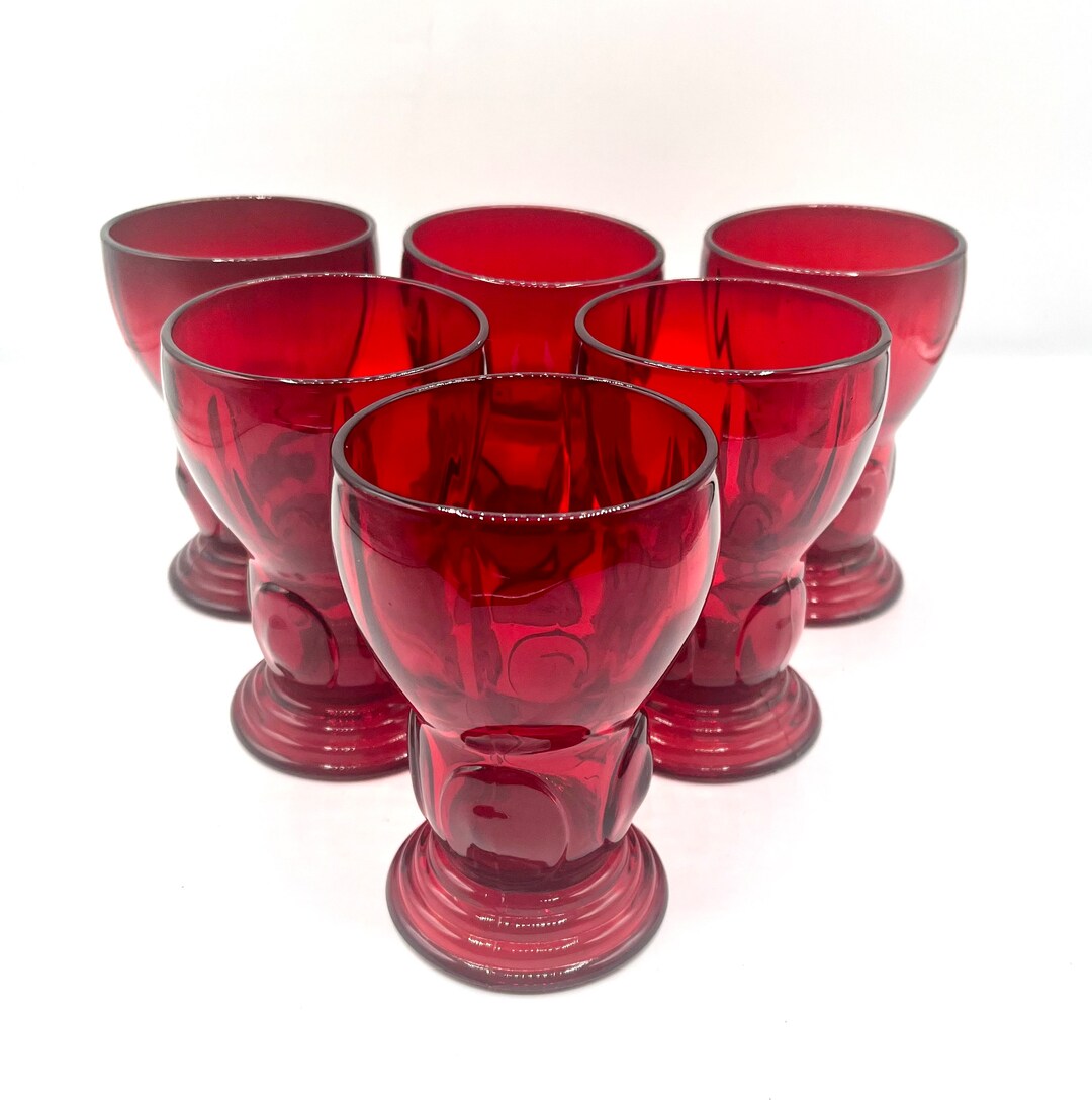 Set of Six Martinsville Moondrops Ruby Red Glasses - Etsy