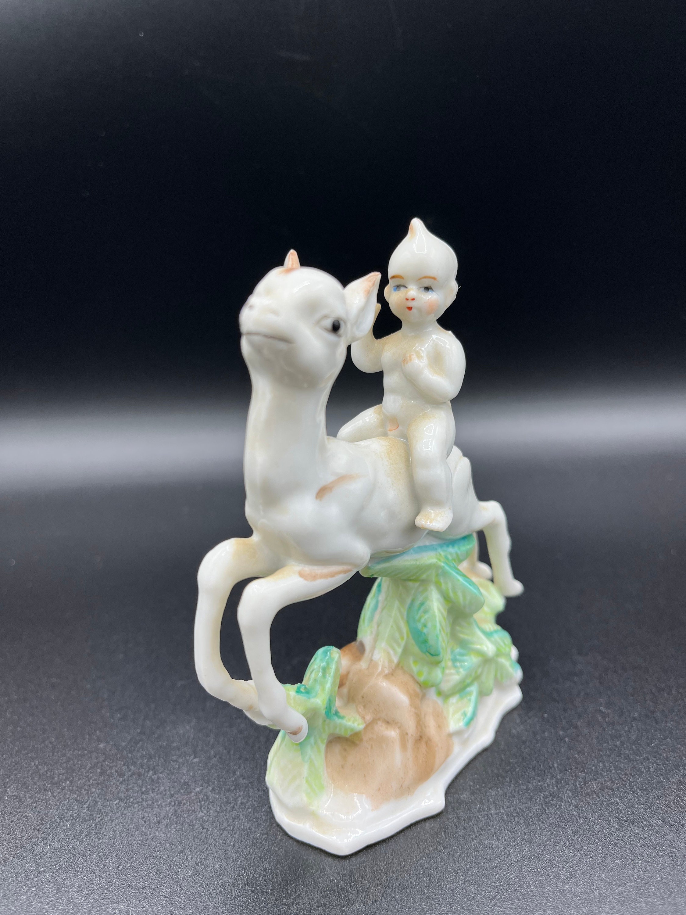 Vintage Porcelain Kewpie Figurine Riding Deer Japan - Etsy