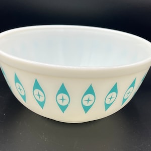 RARE Pyrex Atomic Eyes Bowl, Turquoise and White Pyrex 403 - Etsy