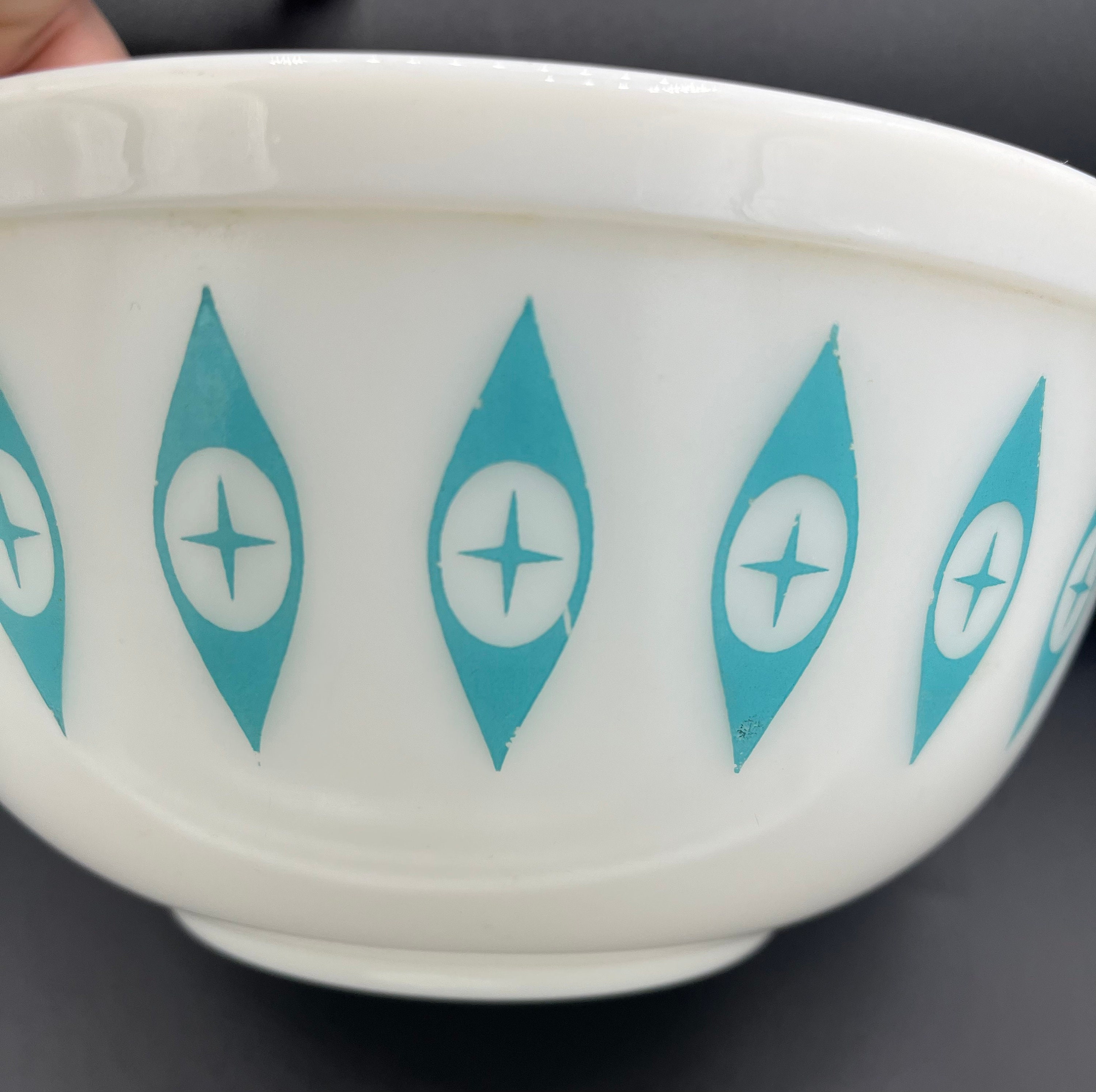 RARE Pyrex Atomic Eyes Bowl, Turquoise and White Pyrex 403 - Etsy