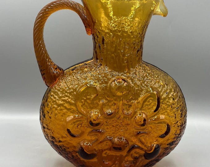Stelvia Amber Glass Pitcher, Wayne Husted Design, Empoli Mid-century ...