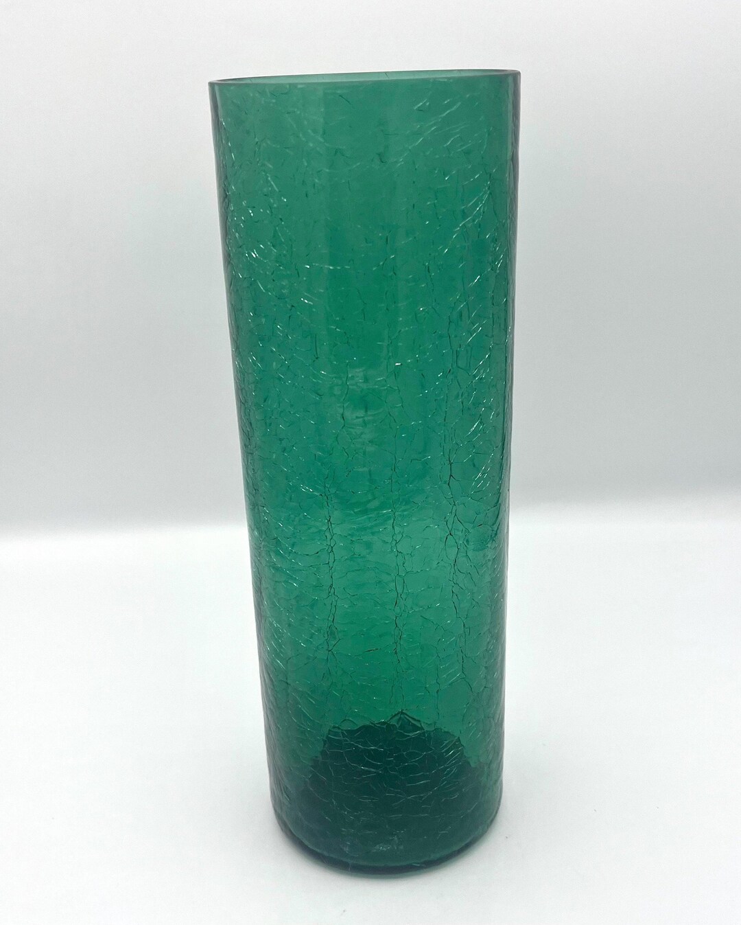Blenko Emerald Green Crackle Glass Hurricane, Vintage - Etsy