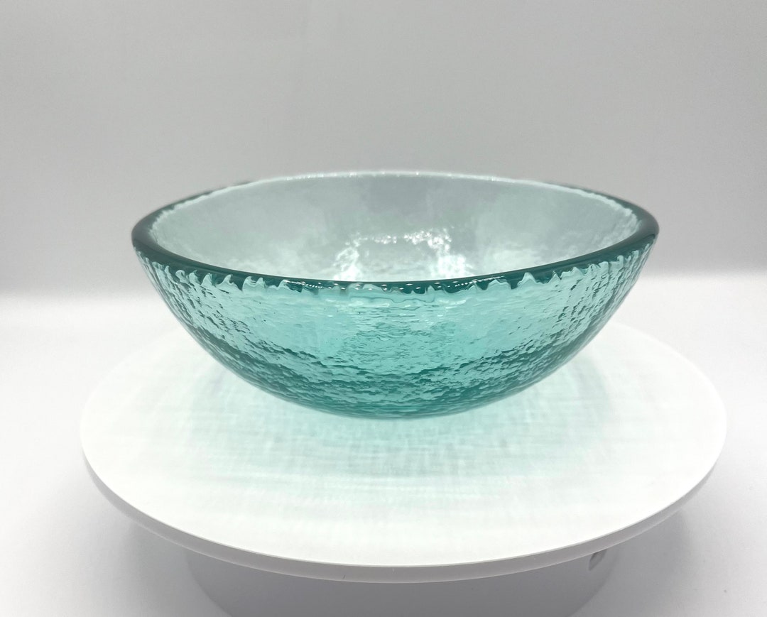 Fire and Light Recycled Glass Aqua Soup Bowl - Etsy