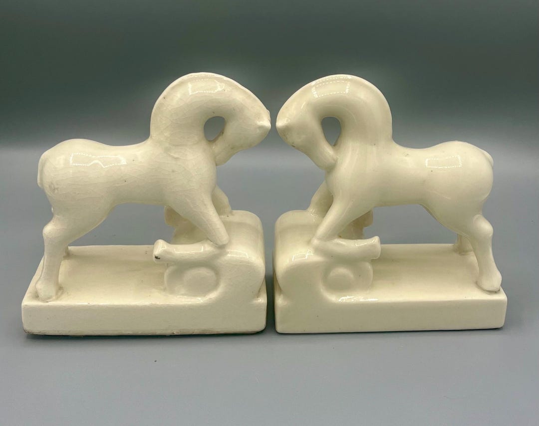 Ceramic Horse Bookends Ivory, Vintage Art Deco Decor, Made in Japan - Etsy