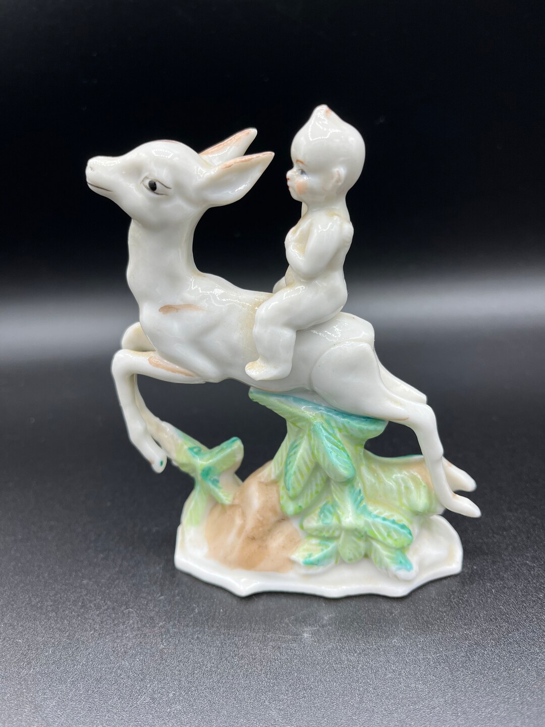 Vintage Porcelain Kewpie Figurine Riding Deer 5”, Made in Japan - Etsy