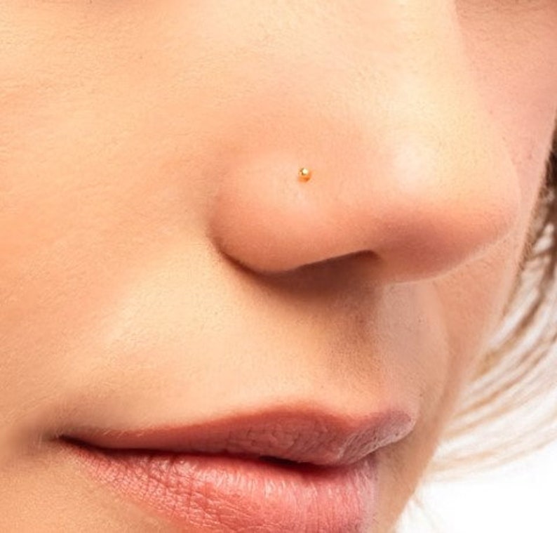 20G Ball Nose Ring, Indian Nose Screw, Tiny Nose Ring, Sterling Silver ...