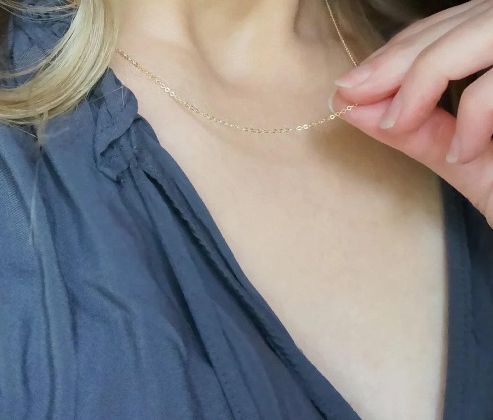 Thin Gold Chain Necklace, 14k Gold Filled Dainty Chain Necklace, Simple ...