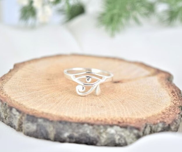 14k 18k Gold Plated Eye of Horus Ring, Egyptian Eye of Ra Ring ...