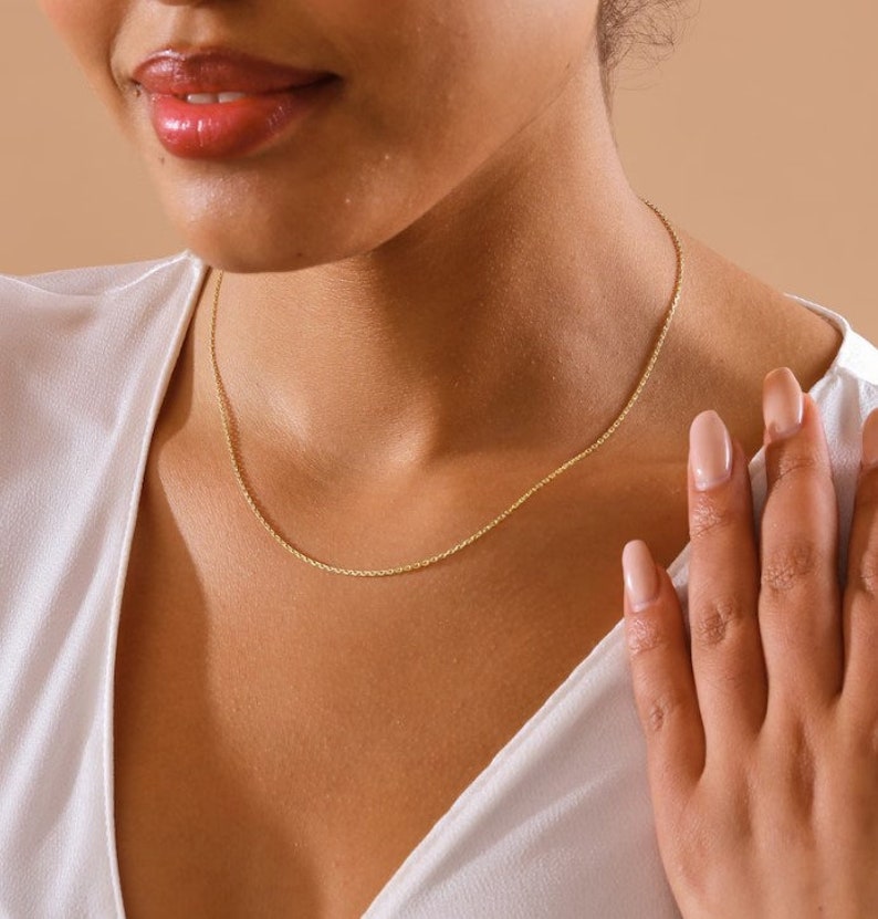 Thin Gold Chain Necklace, 14k Gold Filled Dainty Chain Necklace, Simple ...