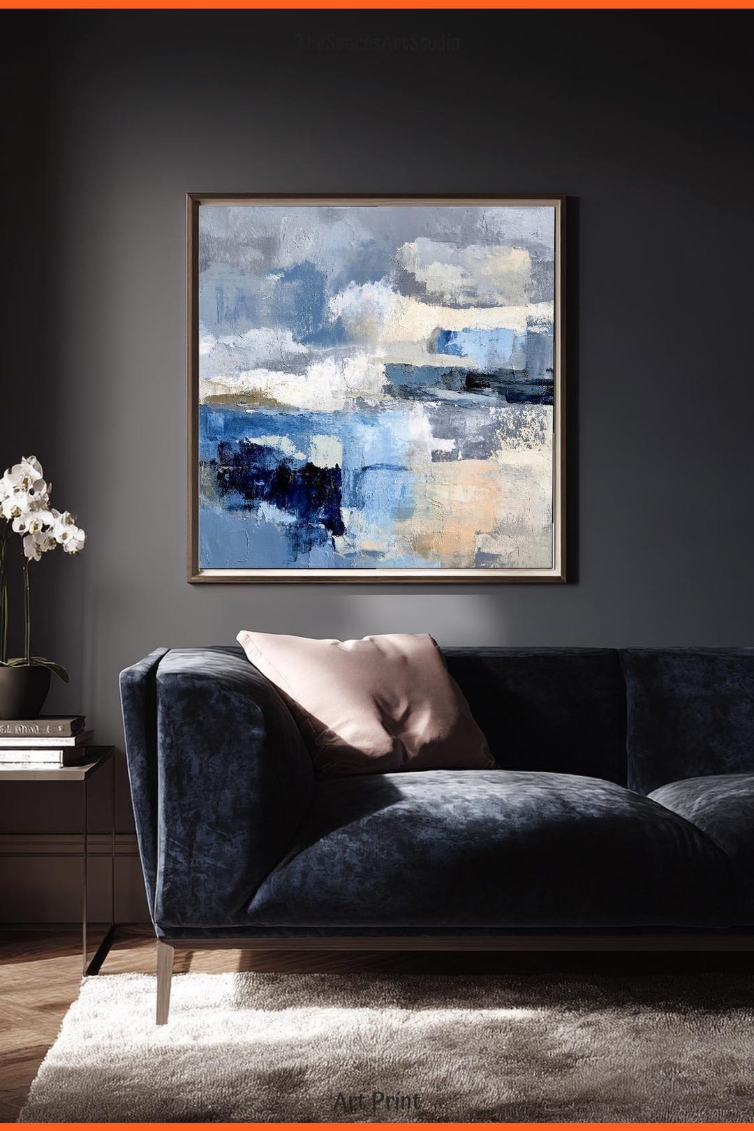 Abstract Landscape Wall Art Decor, Blue Green Calm ART PRINT ...