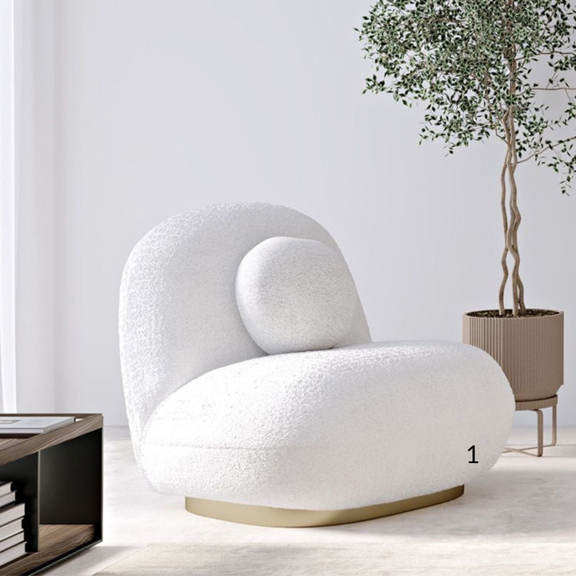 Boucle Fabric Armchair, Sofa Chair and Ottoman, Luxury Furniture ...