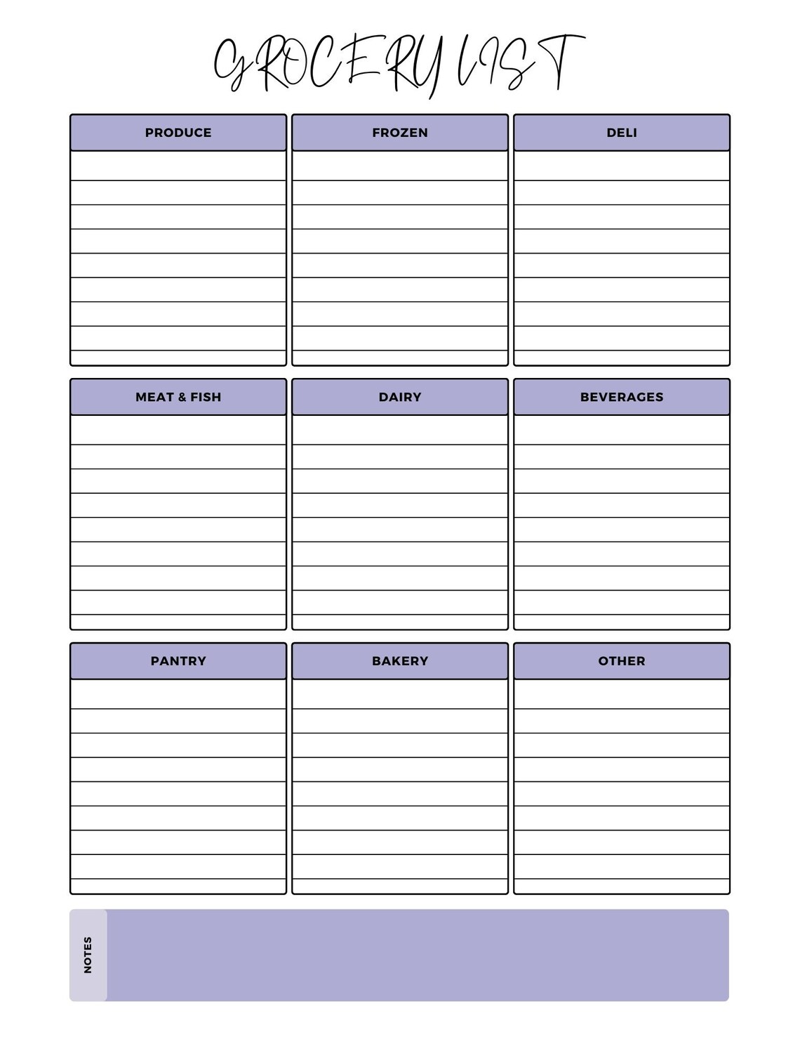 Organized Grocery List - Etsy