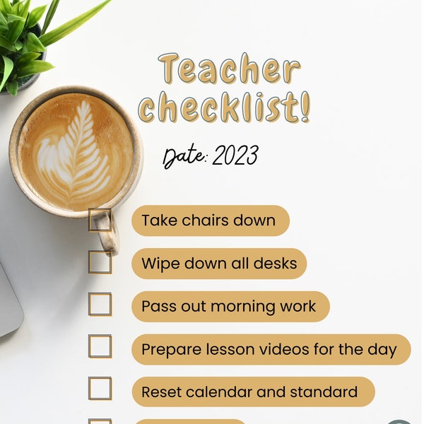Teacher Checklist Template - Etsy