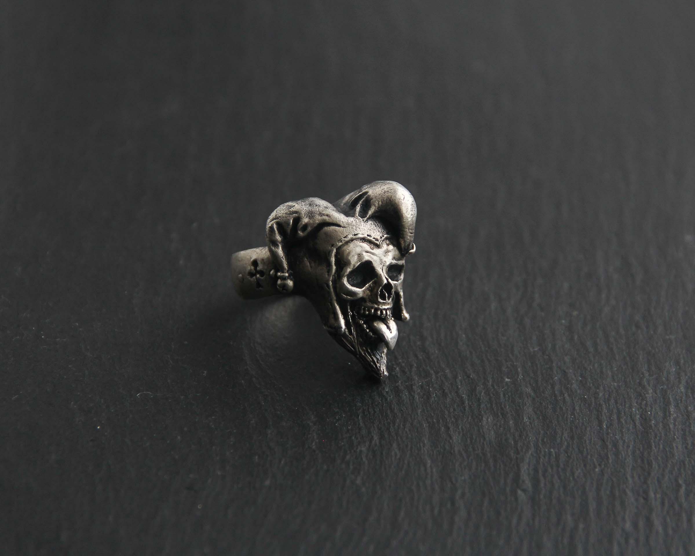 Jester Silver Skull Ring - Bold Statement Jewelry- Unique Gothic ...
