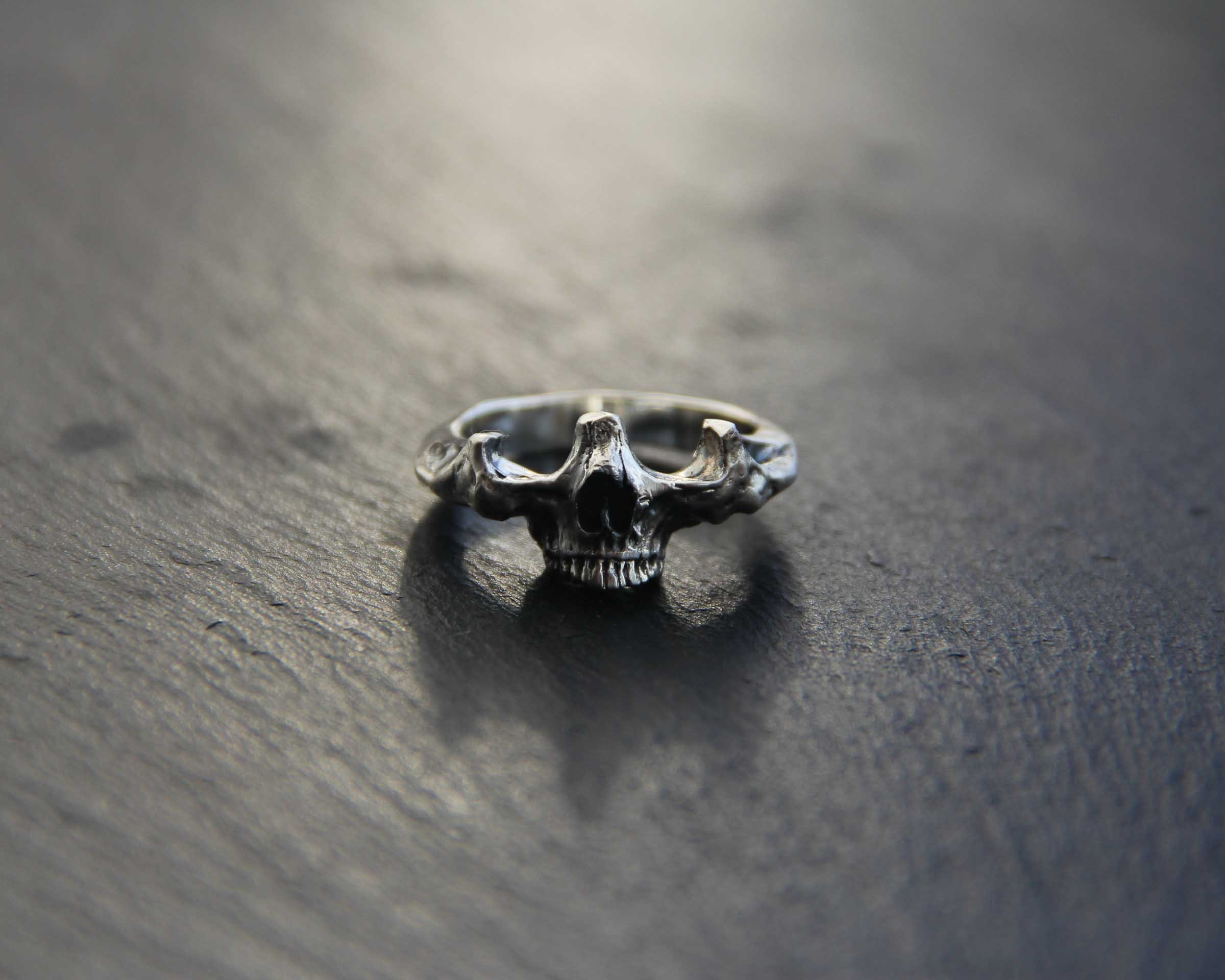 Half Jaw Skull Sterling Silver Ring - Etsy