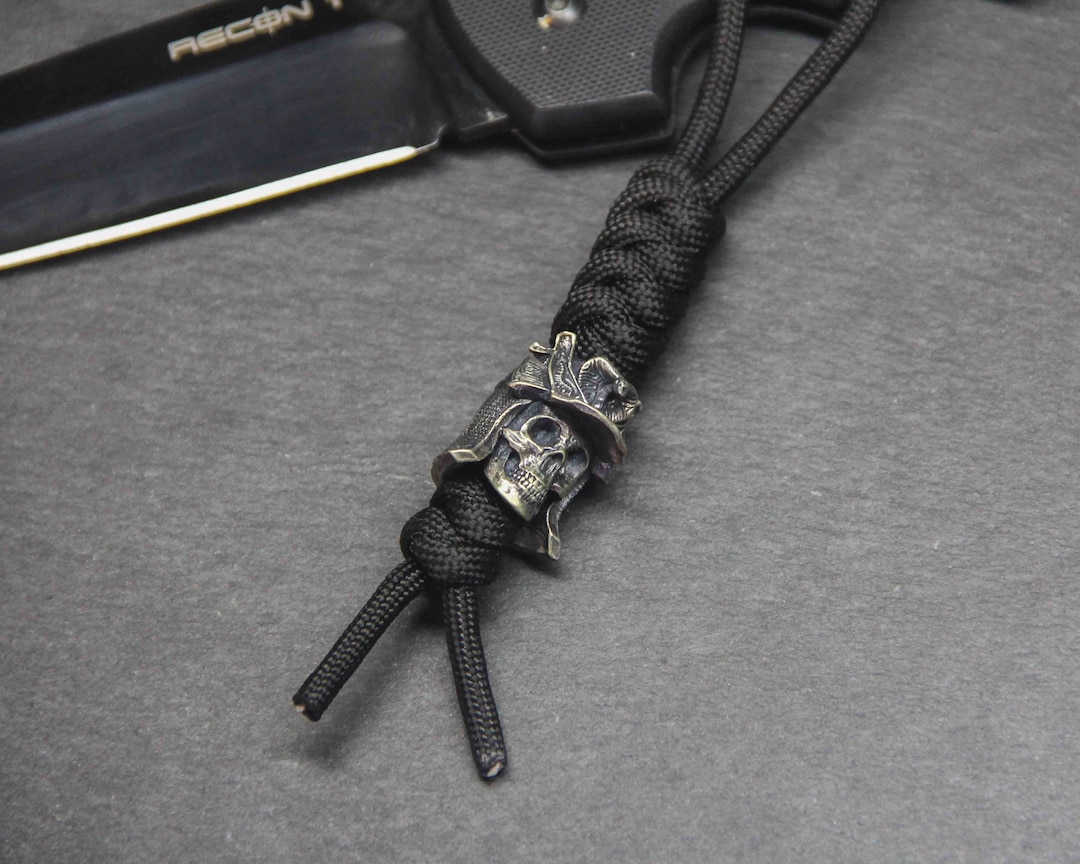 Samurai Skull Bead Lanyard/ Paracord EDC Knife Bronze Bead / Paracord ...