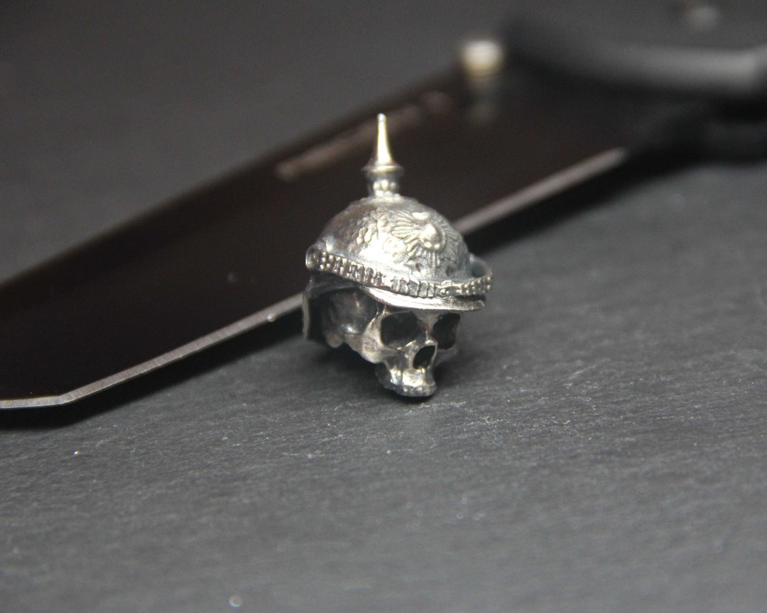 Kaiser -half Jaw Skull Lanyard Bead- Silver Paracord EDC Knife Bead ...