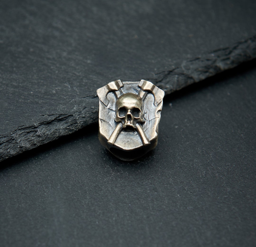 Skull and Crossed Axes Bead for Lanyard -half Jaw Skull Lanyard Bead ...