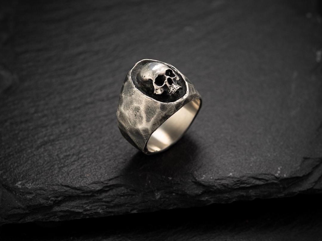 Signet Oval Skull Silver Ring- Sterling Silver 925 Skull - Skull Ring ...