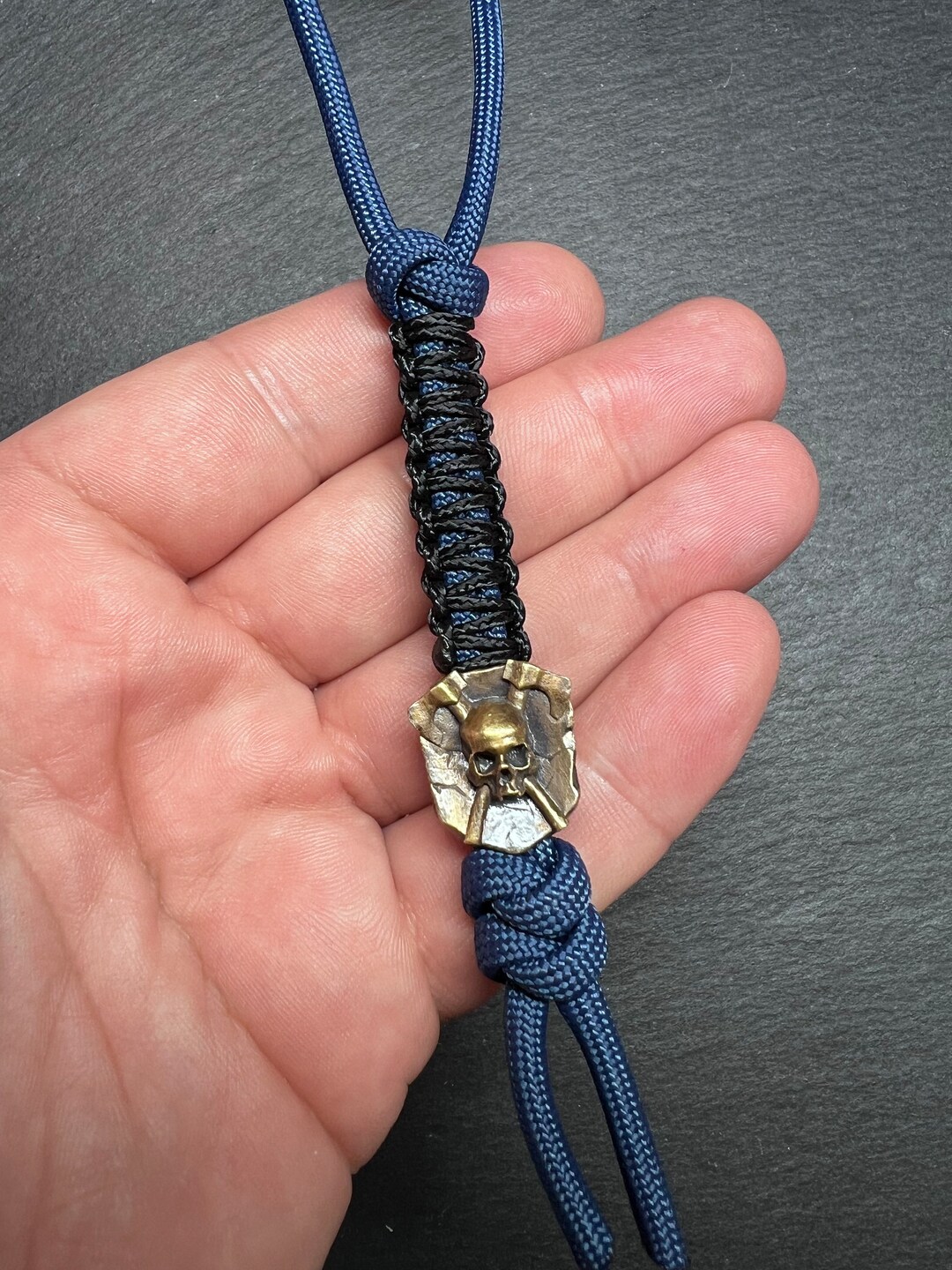 Skull and Crossed Axes Bead Keychain -half Jaw Skull Lanyard Bead ...