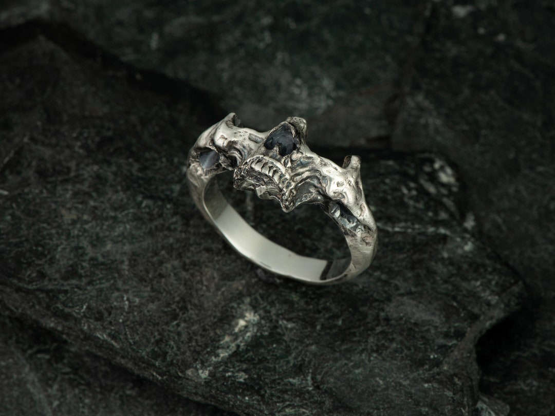 Half Jaw Skull Sterling Silver Ring - Etsy