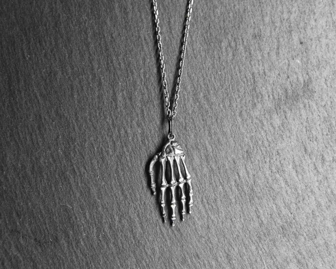 Mens Skull Hand Pendant -mens Bony Hand Sterling Silver -bony Palm ...