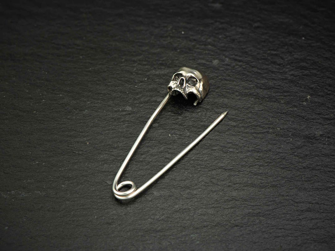 Silver Skull Brooch – Gothic Brooch, Punk Lapel Pin, Handmade Skull ...