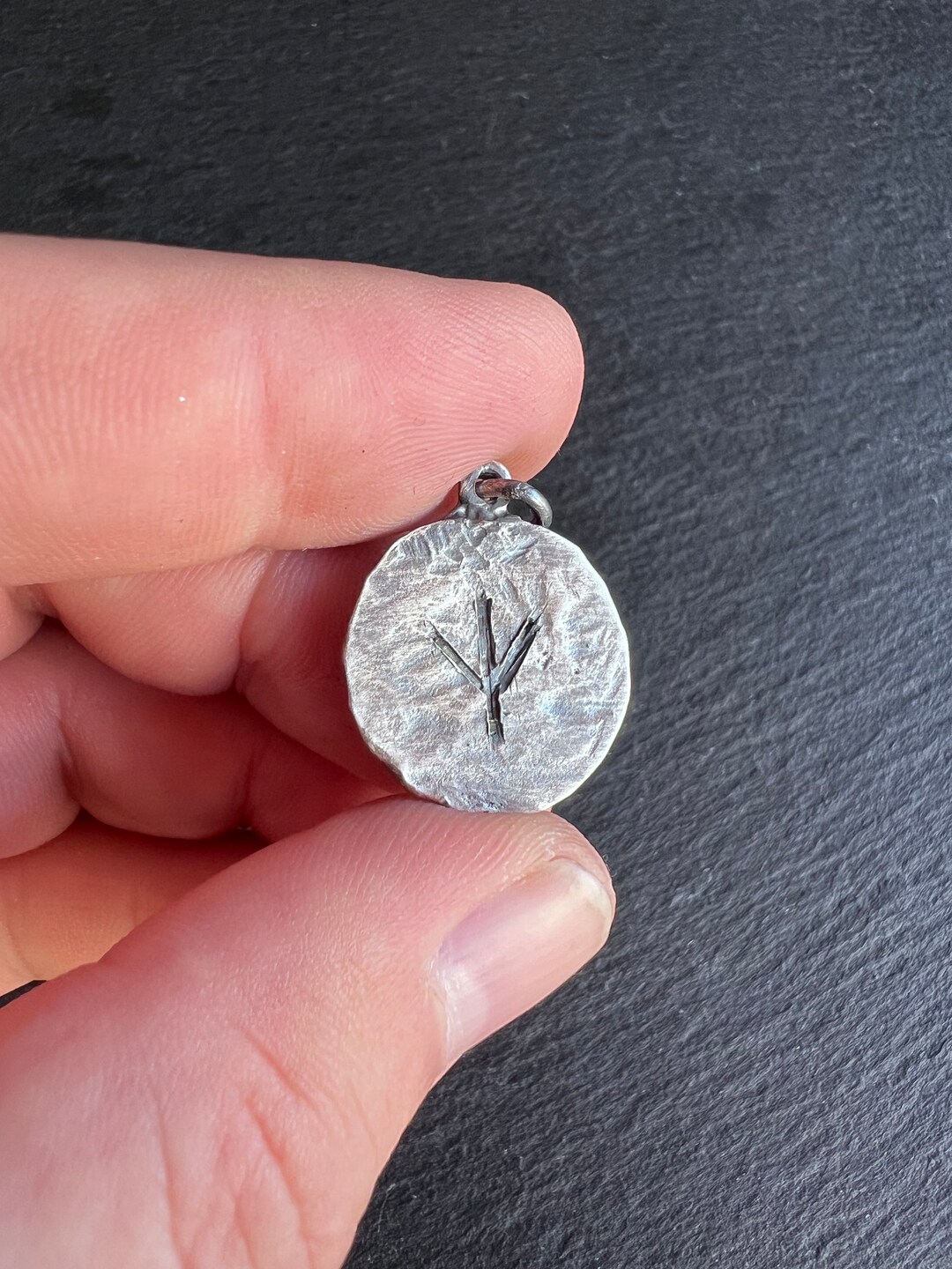 Rune Silver Pendant Round/ Sterling Silver Pendant Viking Medallion ...