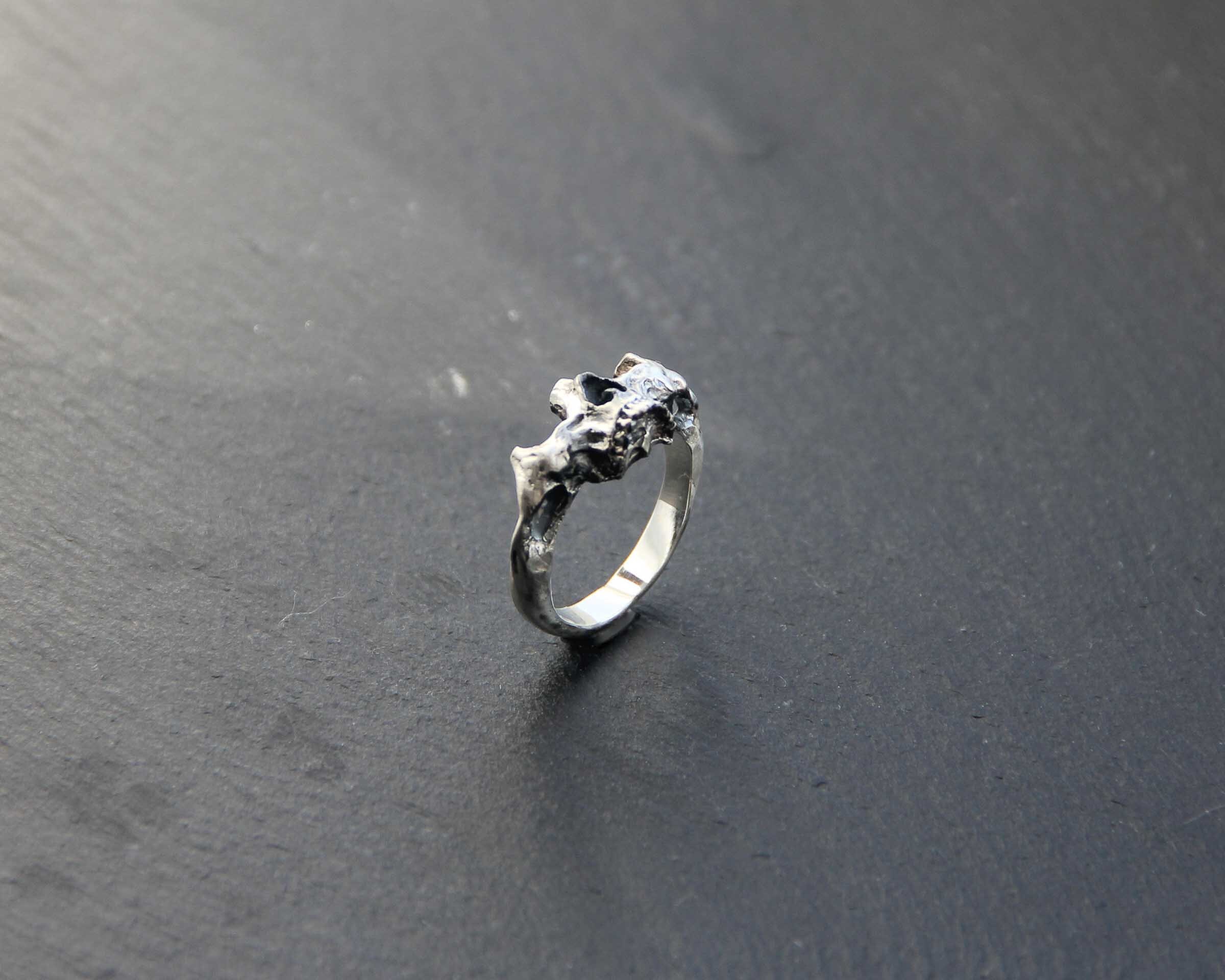 Half Jaw Skull Sterling Silver Ring - Etsy
