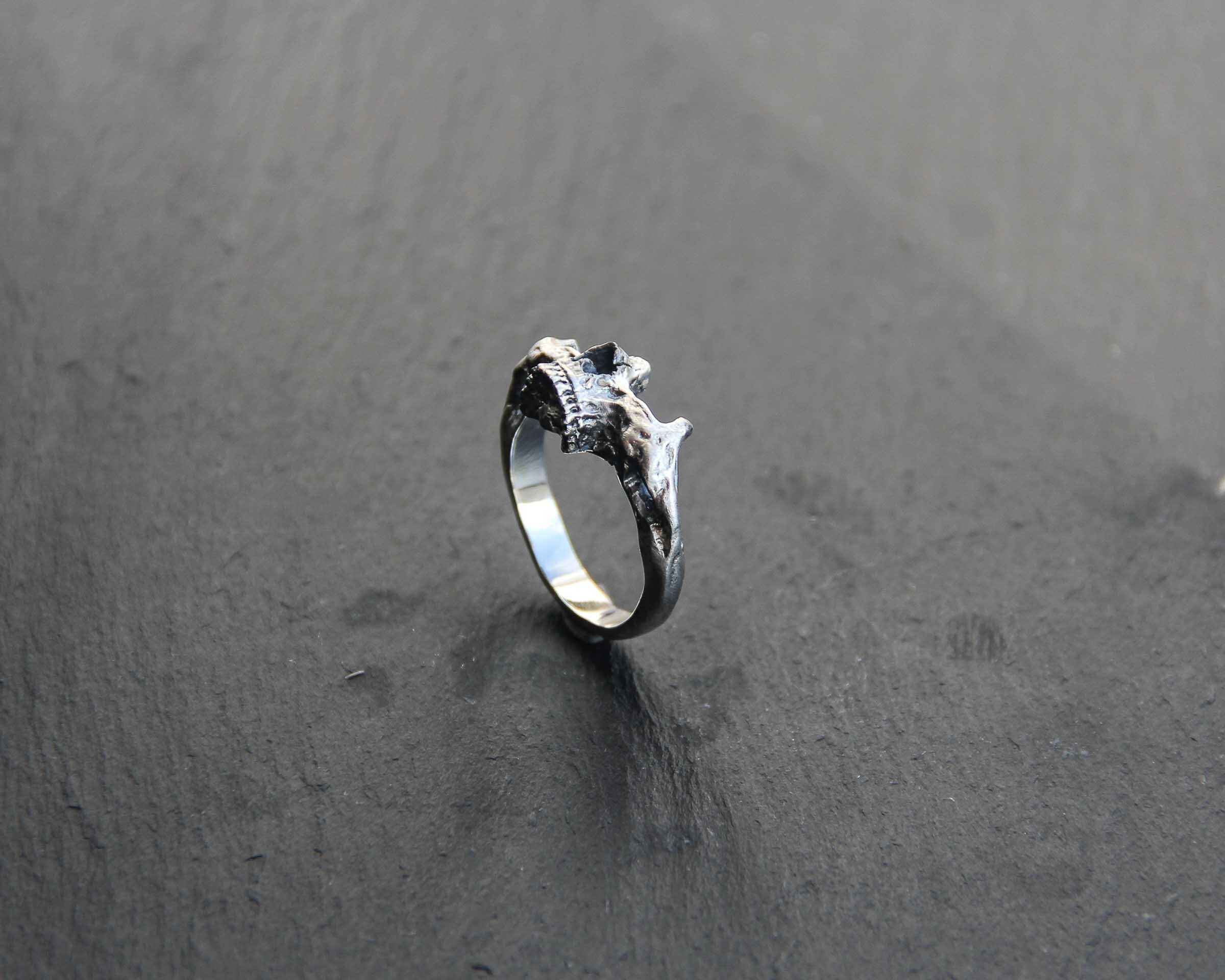 Half Jaw Skull Sterling Silver Ring - Etsy