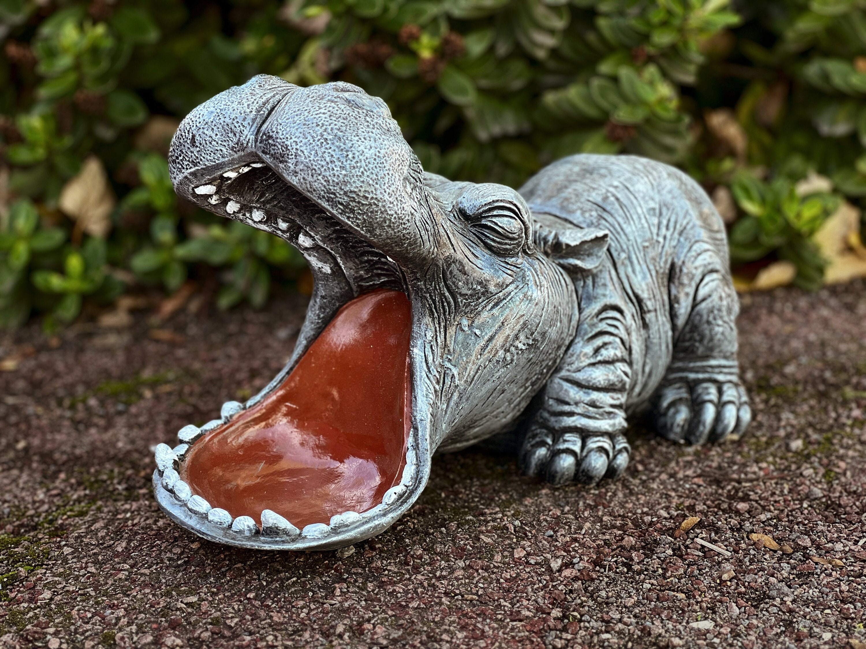 Concrete Hippo Statue Outdoor Plant Pot Garden Decor Ornament - Etsy